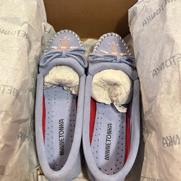 Minnetonka | Shoes | Minnetonka Womens Light Blue Moccasins | Poshmark